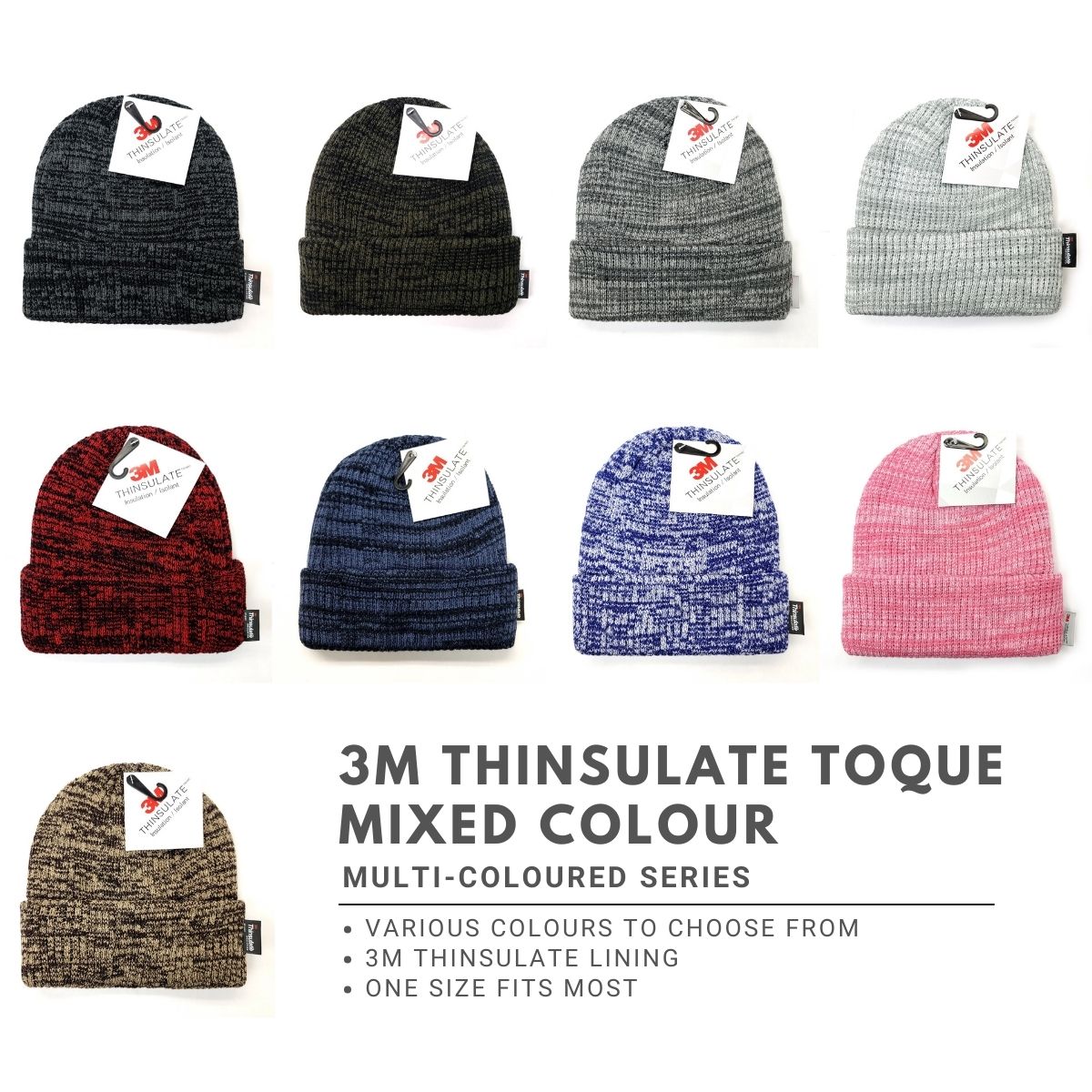 3M Thinsulate Knit Toque - JF, Mixed Colour, THM085 – K&K Cap & Hat ...